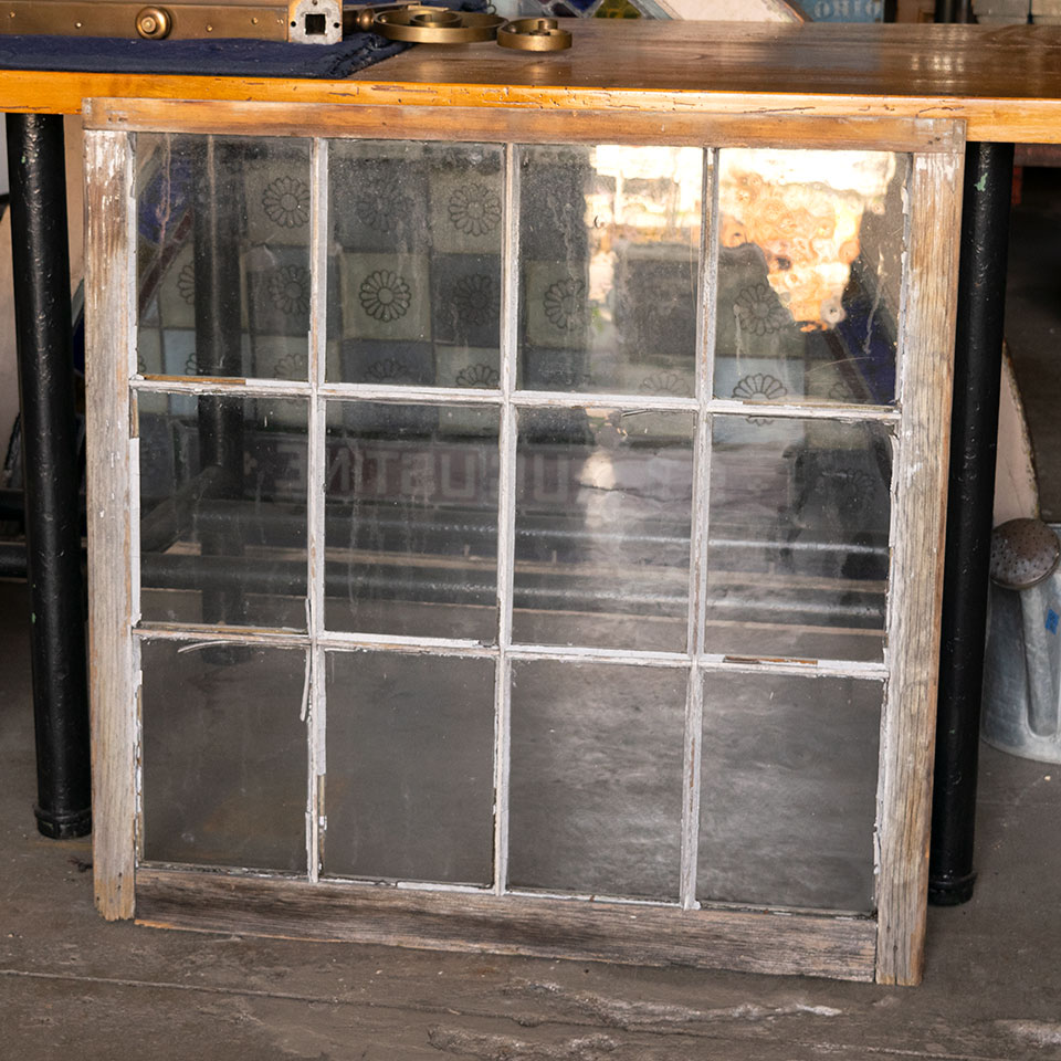 Salvaged 12 Lite Wood Window Wavy Glass