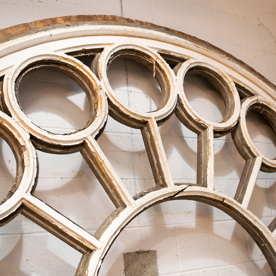 Salvaged Round Wood Church Window Frame