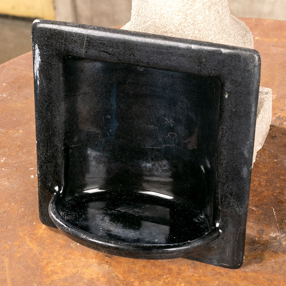 Recessed Black Enameled Bathroom Cubby