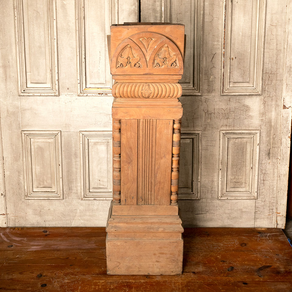 Salvaged Antique Carved Wood Pilaster
