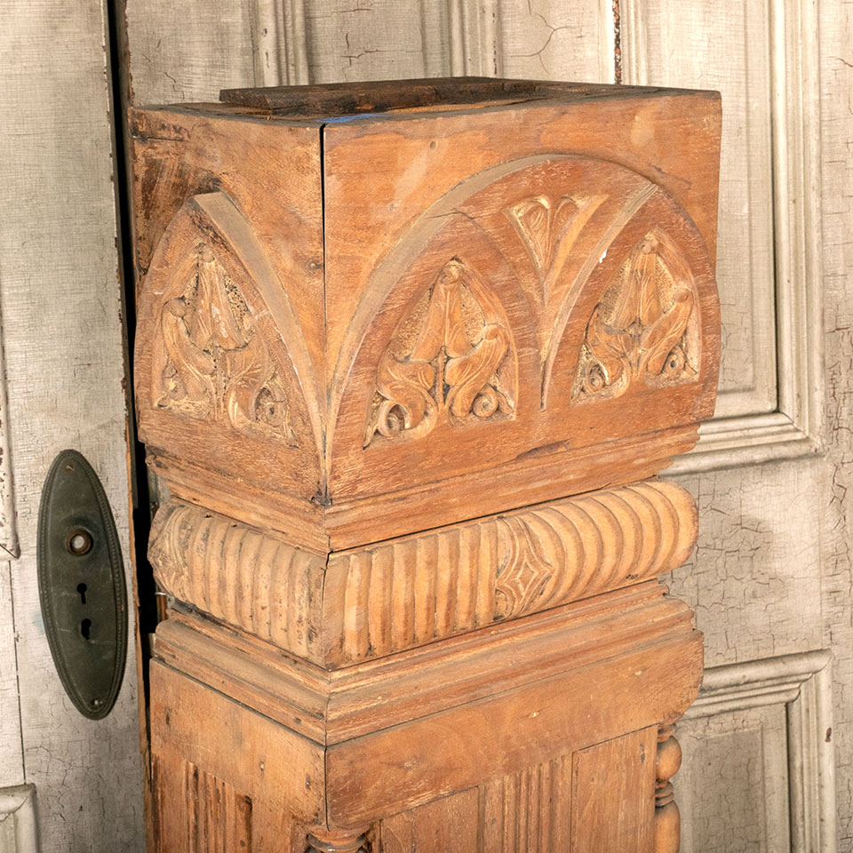 Salvaged Antique Carved Wood Pilaster
