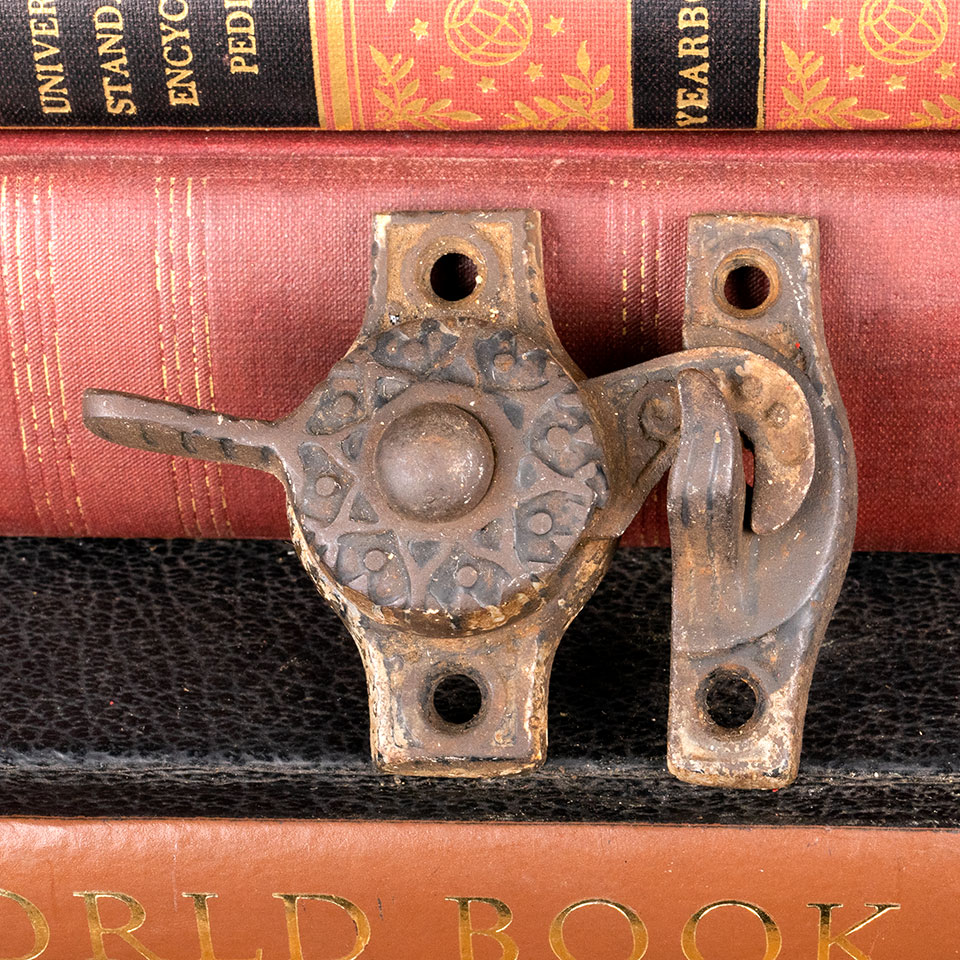 Antique Ornate Sash Window Lock & Keeper