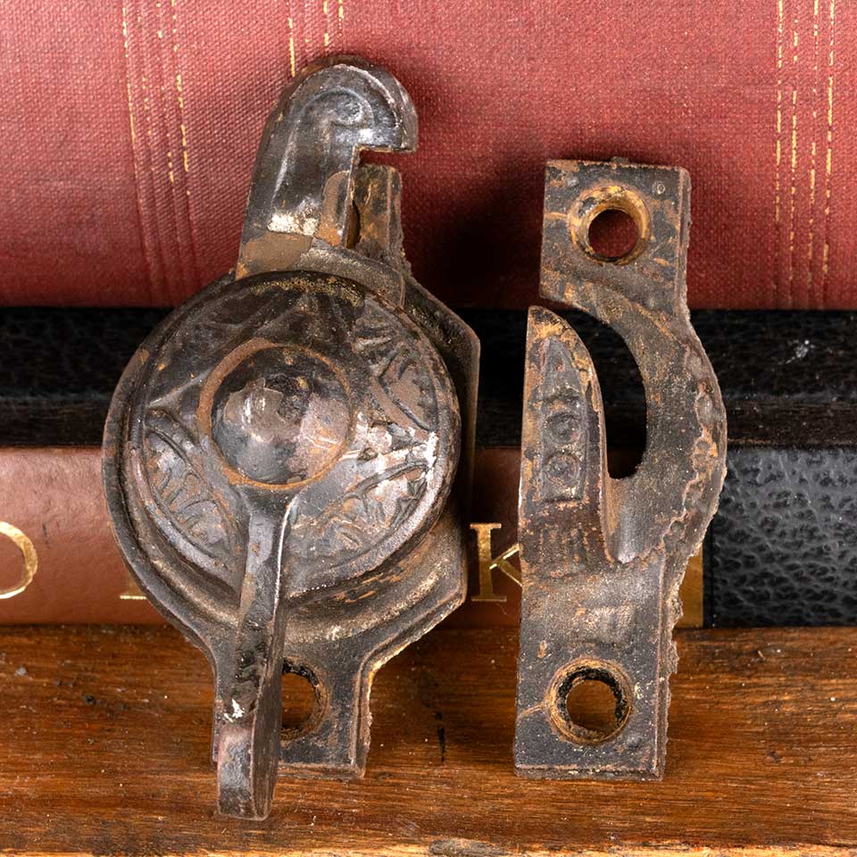 Antique Ornate Cast Iron Window Sash Lock