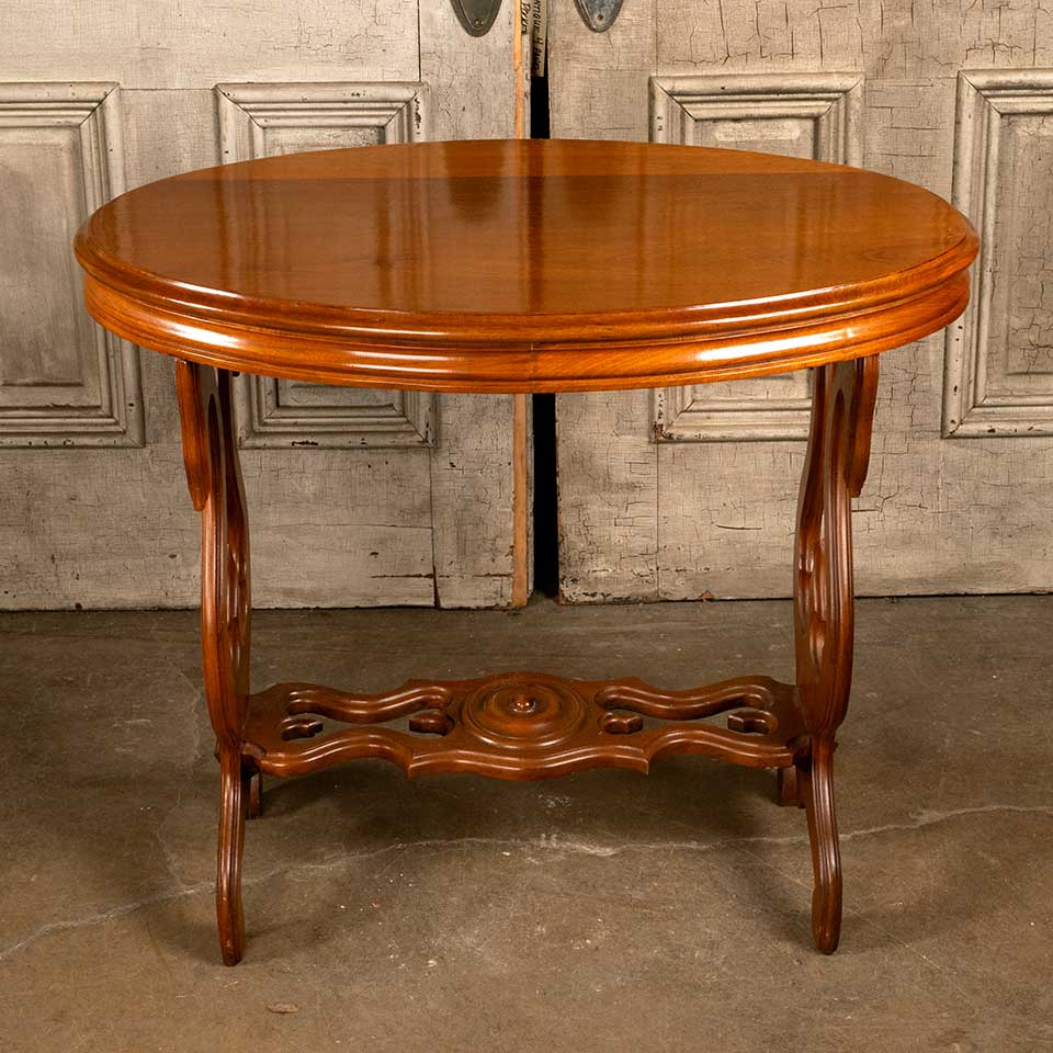 Antique Victorian Oval Walnut Parlor Table