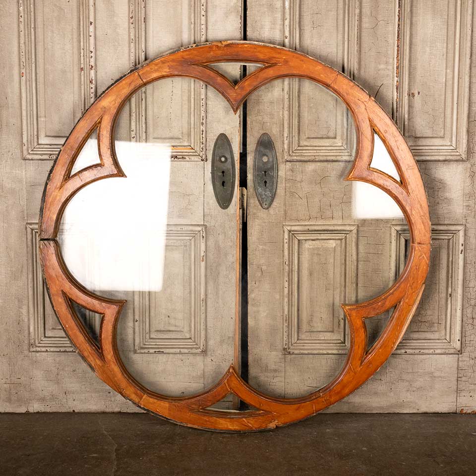 Antique Large Round Gothic Rosette Window